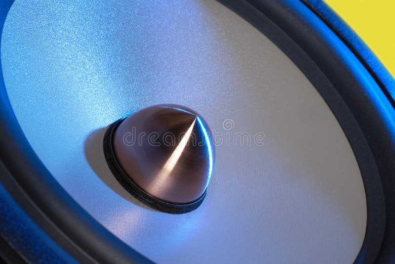 Blue Illuminated Loudspeaker Detail Stock Image - Image of sound, music ...