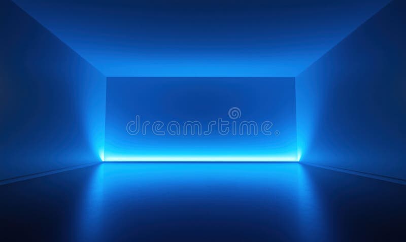 Blue Illuminated Room with Smooth Surfaces and Ambient Lighting ...
