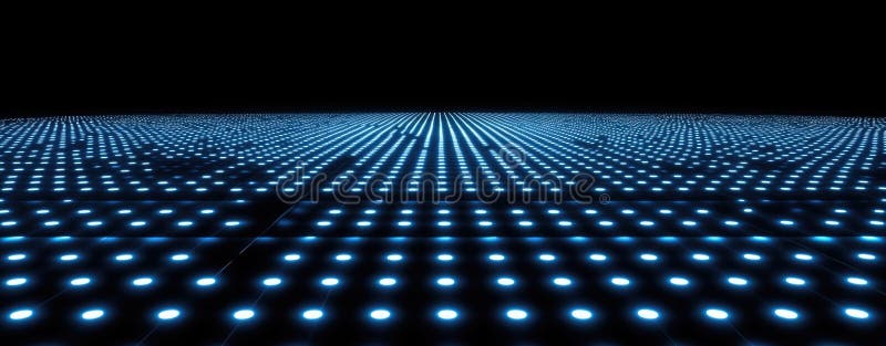 Blue Illuminated Surface with a Grid of Lights Stock Illustration ...
