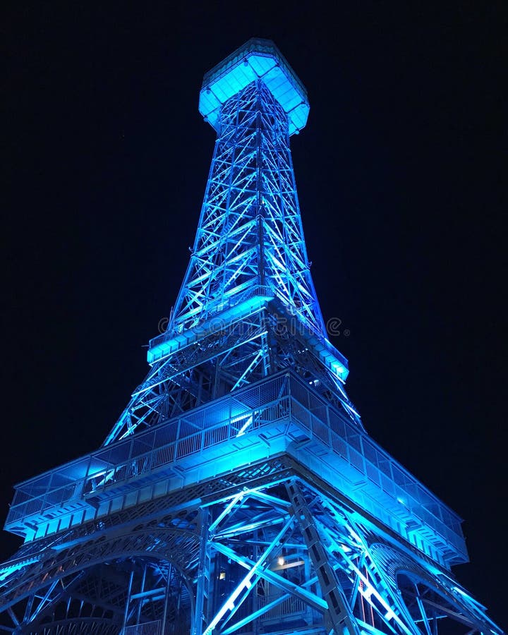 Blue illuminated tower editorial photo. Image of structure - 120448946