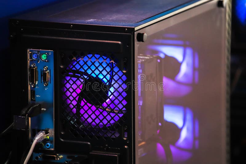 Blue Illumination of the Cooler. Computer Fan with LED Illumination.PC ...