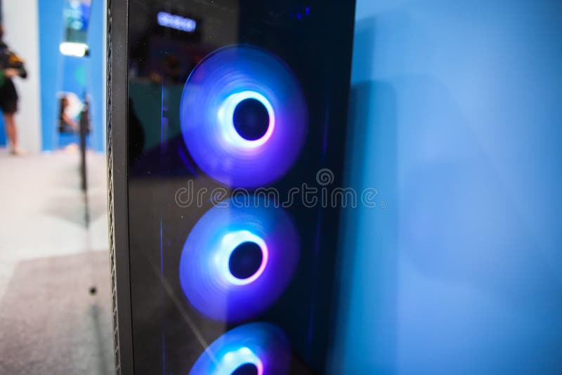 Blue Illumination of the Cooler. Computer Fan with LED Illumination.PC ...