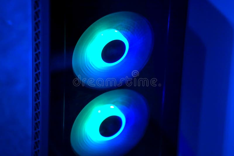 Blue Illumination of the Cooler. Computer Fan with LED Illumination.PC ...