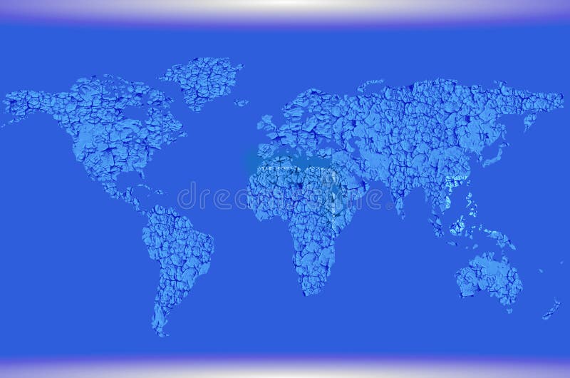 Blue Illustrated World Map. Abstract Texture Lines Stock Illustration ...