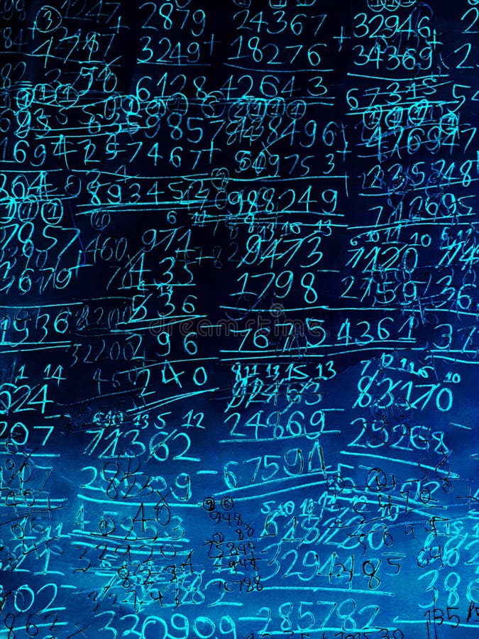 Blue Illustration Background of Hand-Written Math Calculations Stock ...