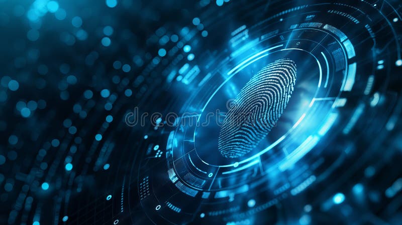 A Blue Image of a Fingerprint with a Blue Background. Digital Security ...