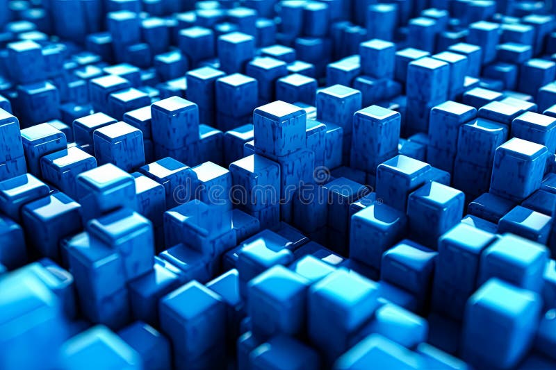 A Blue Image of Many Cubes with a Blue Background Stock Photo - Image ...