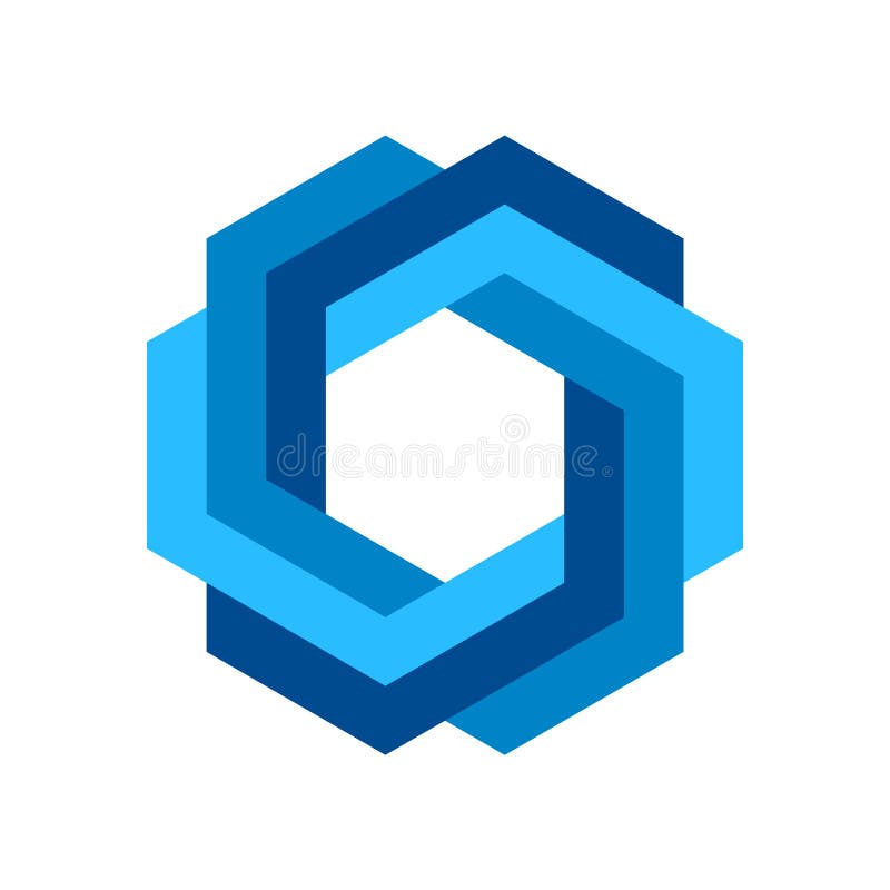 Blue Impossible Hexagon Symbol. Endless Geometric Figure. Stock Vector ...