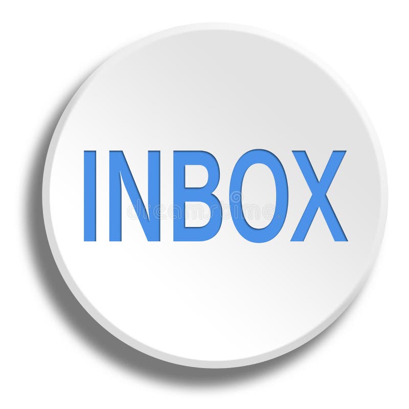 Blue Inbox in Round White Button with Shadow Stock Illustration ...