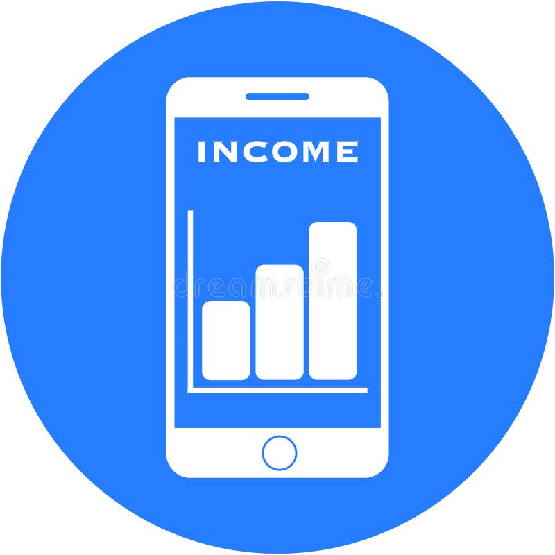 Blue Income Design in a Flat Round Button Stock Illustration ...