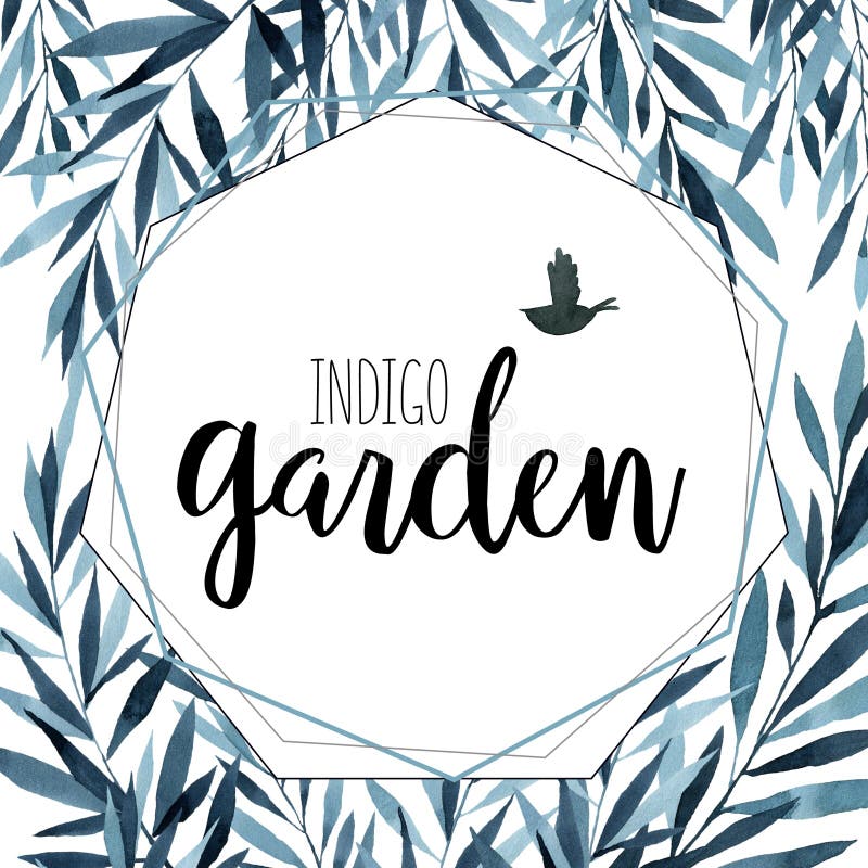 Blue and Indigo Big Branches Hand-painted Stock Illustration ...