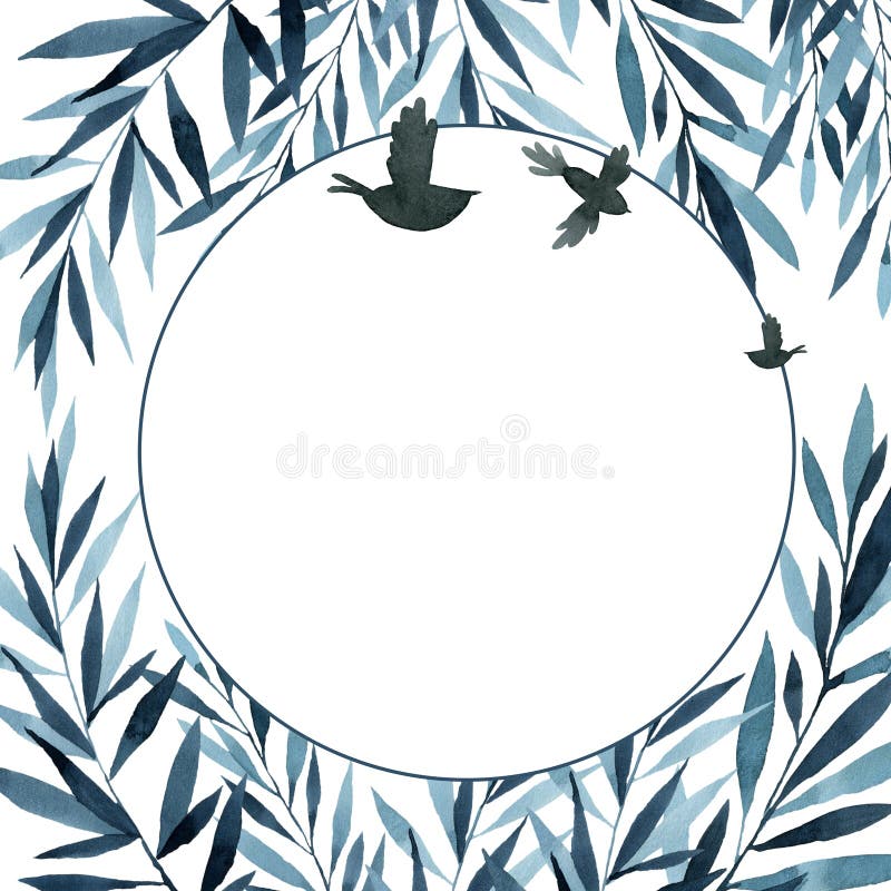 Blue and Indigo Big Branches Stock Illustration - Illustration of ...