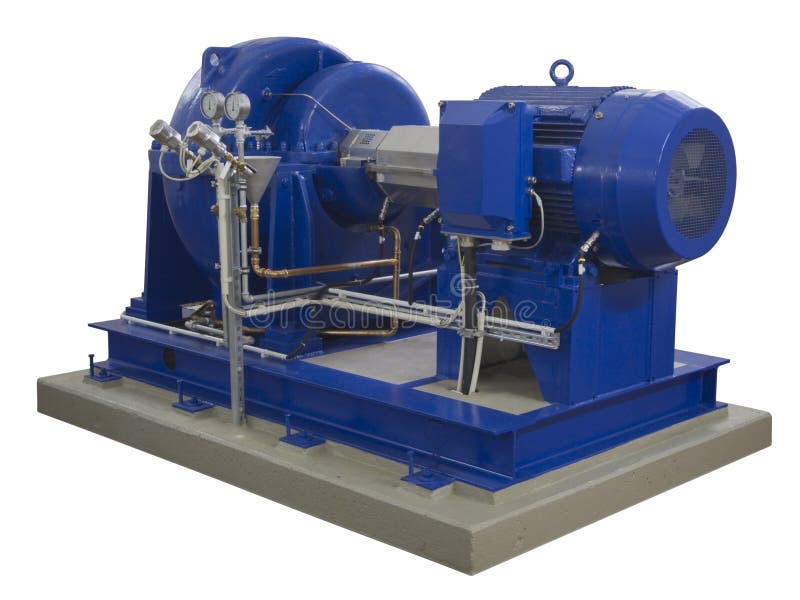 Blue Industrial Compressor on White Stock Photo - Image of horizontal ...