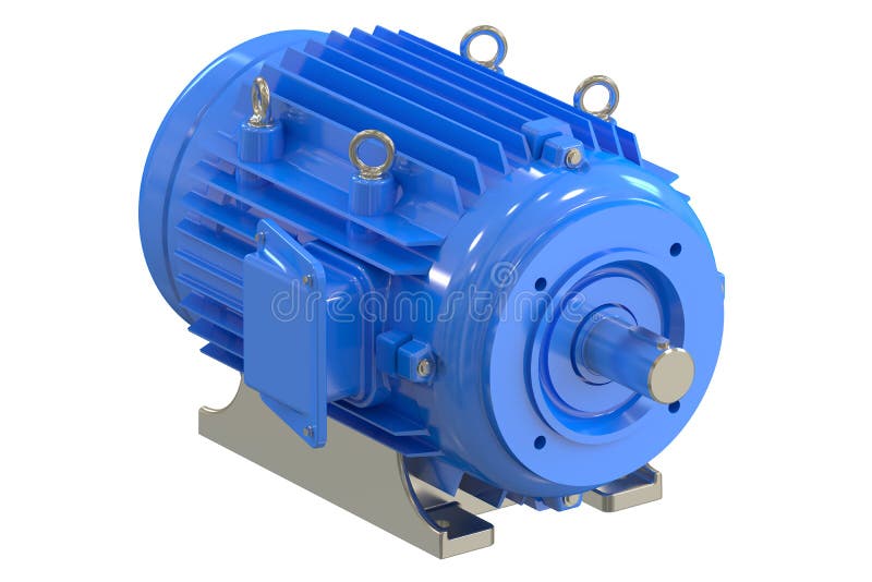 One Blue Industrial Electric Motor 3d Stock Illustration - Illustration ...
