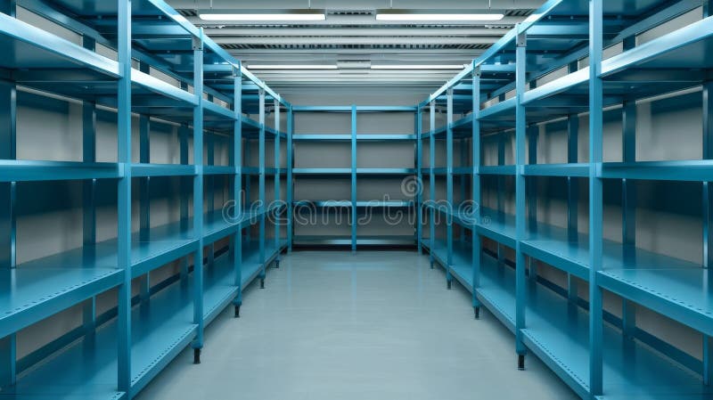 Blue Industrial Shelving Units Stocked with Products Stock Illustration ...