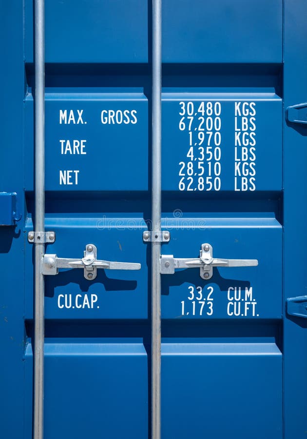 Blue Industrial Shipping Container Door Stock Image - Image of export ...