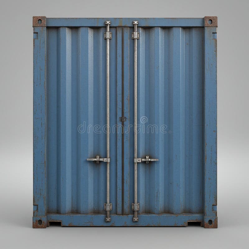 Blue Industrial Shipping Container with Vertical Corrugated Metal ...