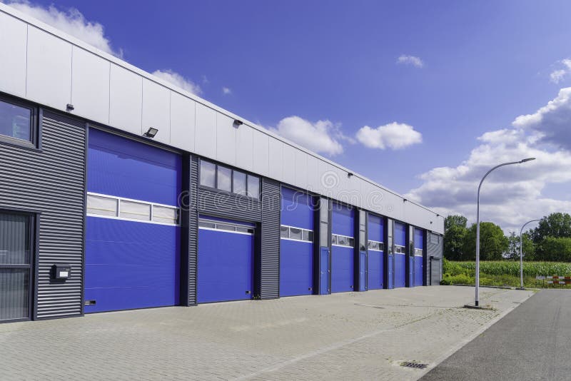 Blue industrial units stock photo. Image of steel, exterior - 259380944