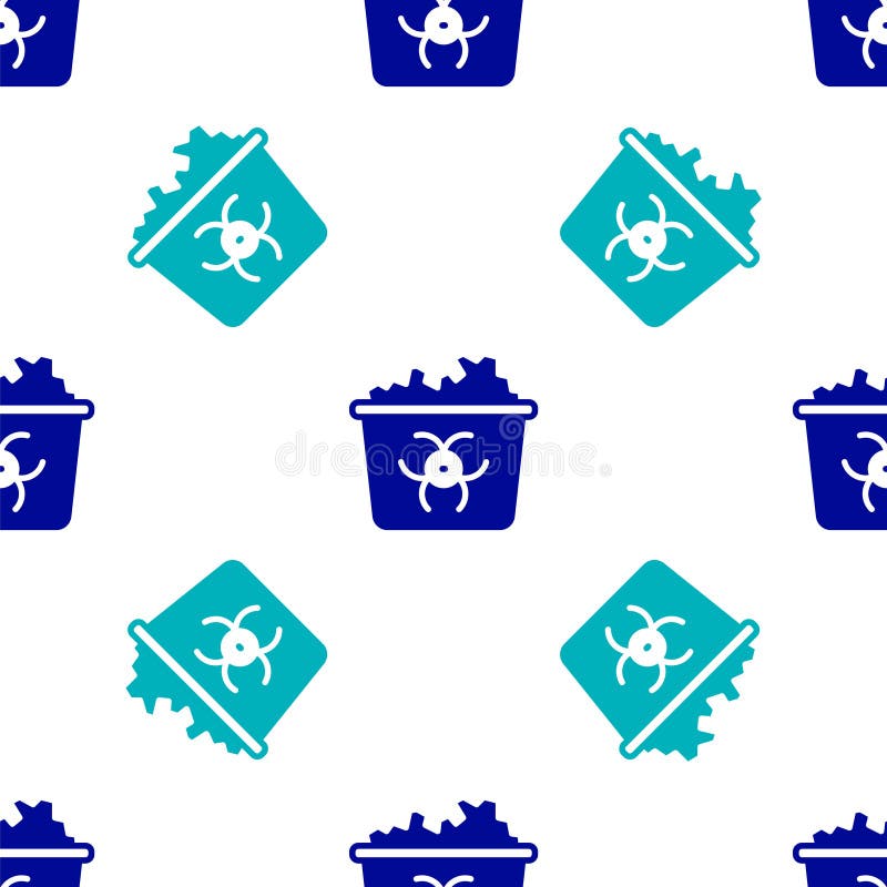 Blue Infectious Waste Icon Isolated Seamless Pattern on White ...