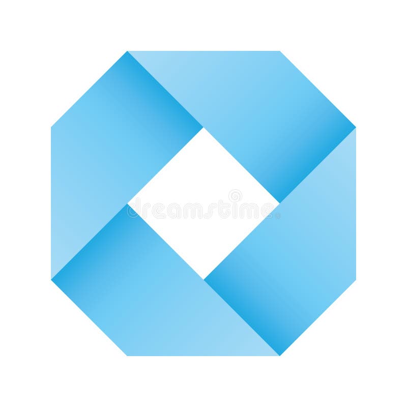Blue Infinite Ribbon Loop Folded in a Shape of Square. 3D-like Vector ...