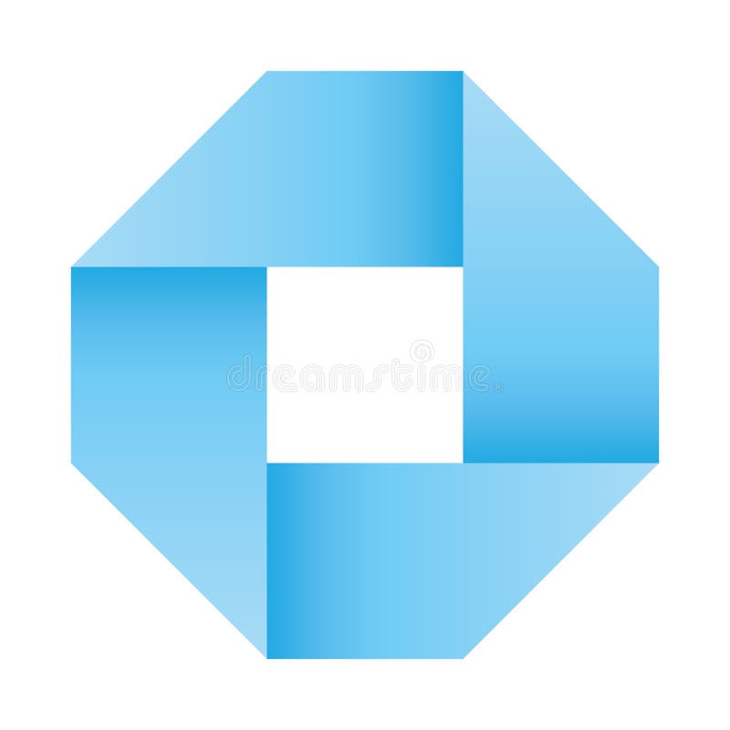 Blue Infinite Ribbon Loop Folded in a Shape of Square. 3D-like Vector ...