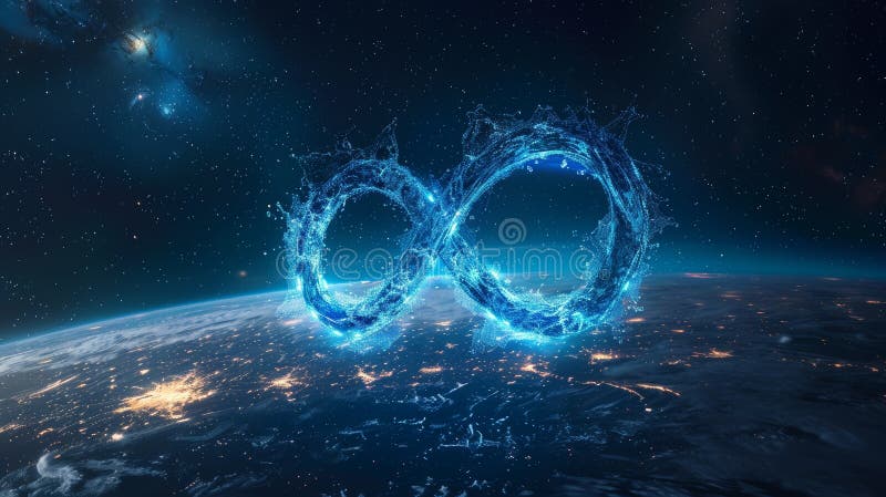 A Blue Infinity Sign with a Blue Line in the Middle with Galaxy Space ...