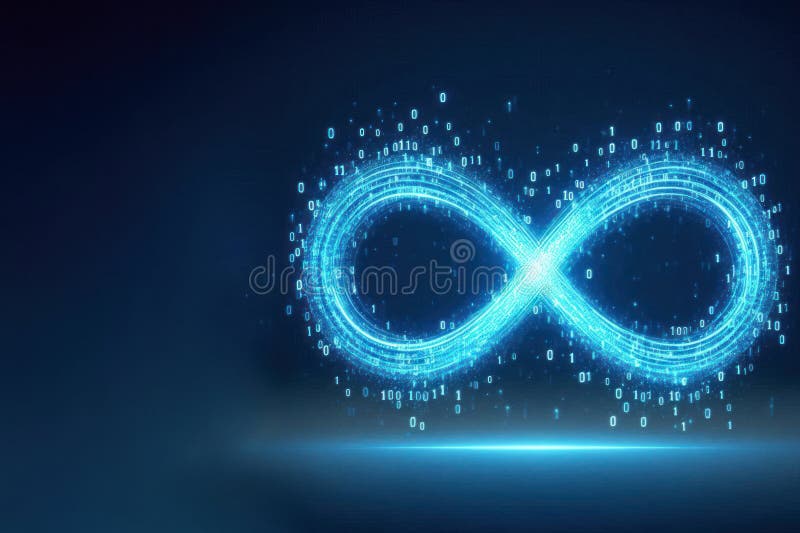 A Blue Infinity Sign Made of Digital Elements. Space for Text. Stock ...