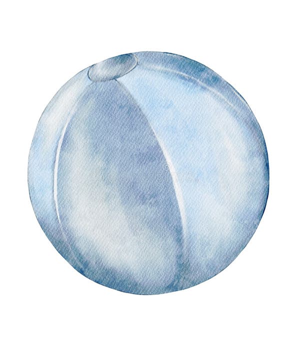 Blue Inflatable Ball Surrounded by Summer Elements in a Watercolor ...