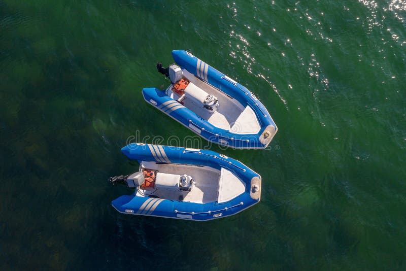 Blue Inflatable Boat Isolated on White Background Stock Photo - Image ...