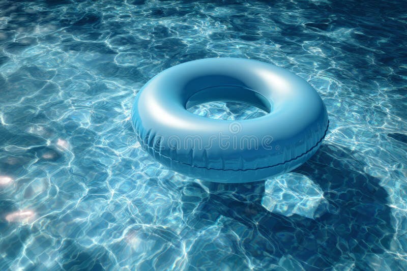 Blue Inflatable Ring Floating in Clear Swimming Pool Water Stock Image ...