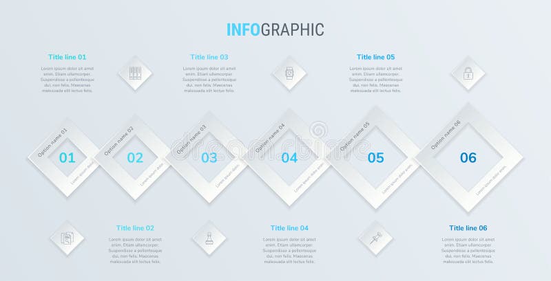 Blue Vector Infographics Timeline Design Template with Square Elements ...
