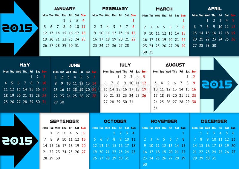 Blue Infographic Calendar 2015 with Arrows Stock Vector - Illustration ...