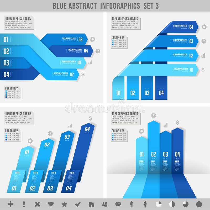 Blue Infographics Banners 3 Stock Vector - Illustration of shape ...