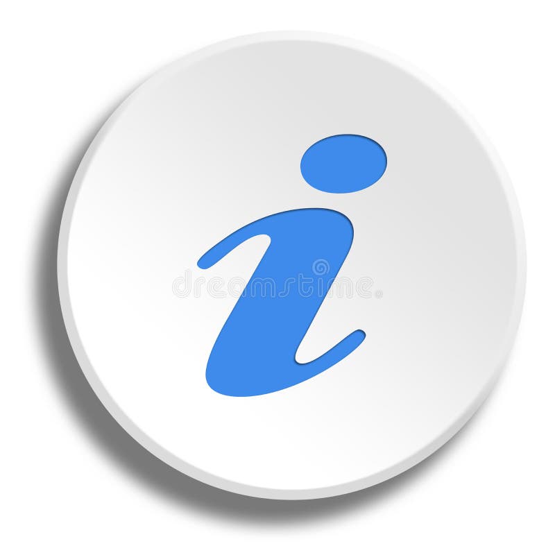 Blue Information in Round White Button with Shadow Stock Illustration ...