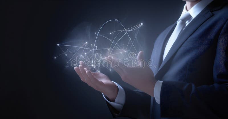 Technology Concept Analysis Hand Network Cyberspace Chart Business ...