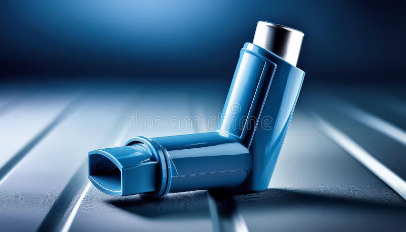 A Blue Inhaler is on a Table Stock Illustration - Illustration of ...