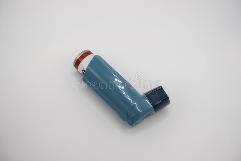 Selective Focus on a Blue Inhaler on a White Background Stock Photo ...