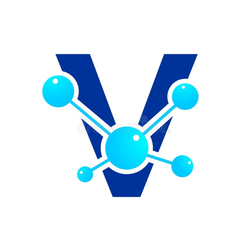 Blue Initial V Molecule Logo Stock Vector - Illustration of initial ...