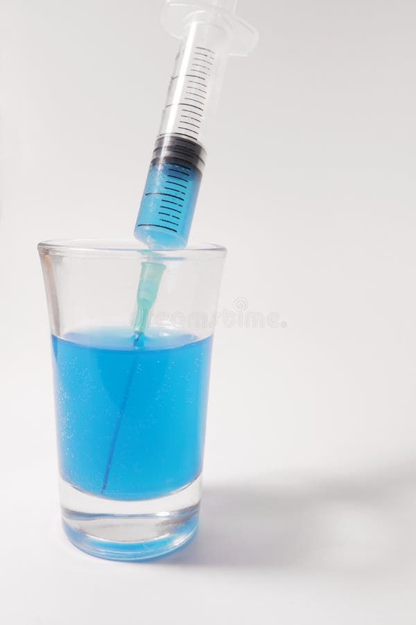 Blue Injection. Syringe on a White Background. Stock Image - Image of ...