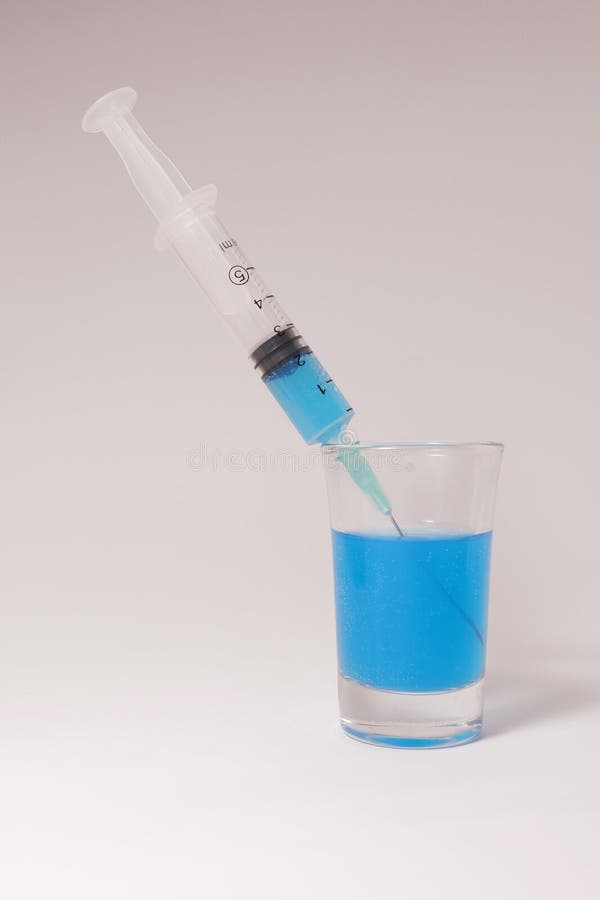 Blue Injection. Syringe on a White Background. Stock Image - Image of ...