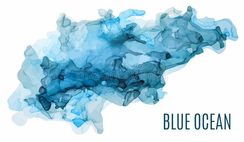 Blue Ink Background, Wet Ink, Hand Drawn Vector Stock Vector ...