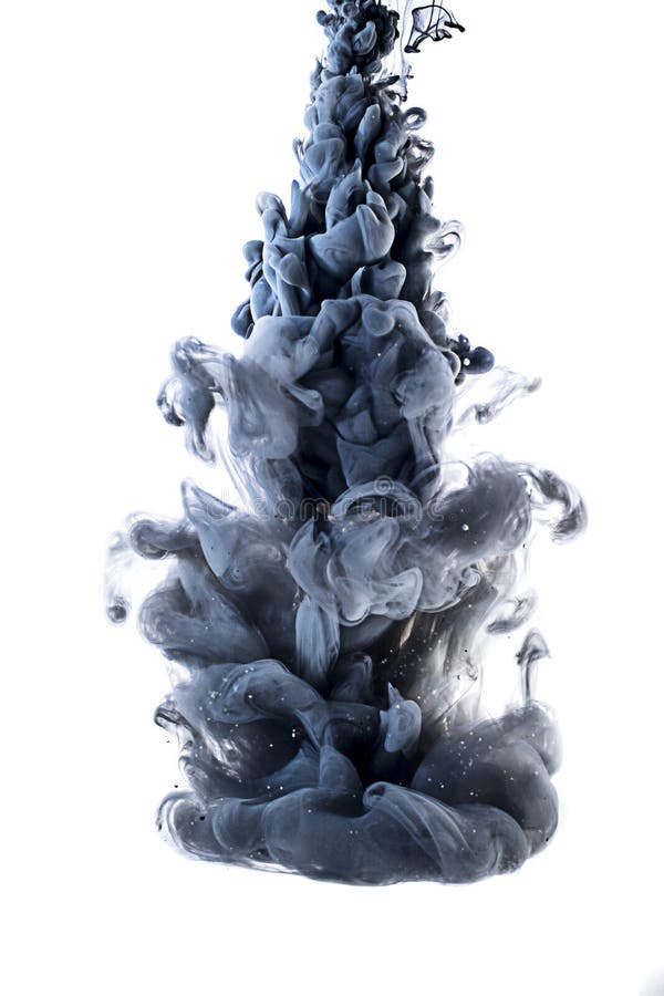 Blue Ink Falling in the Water on White Background Stock Image - Image ...