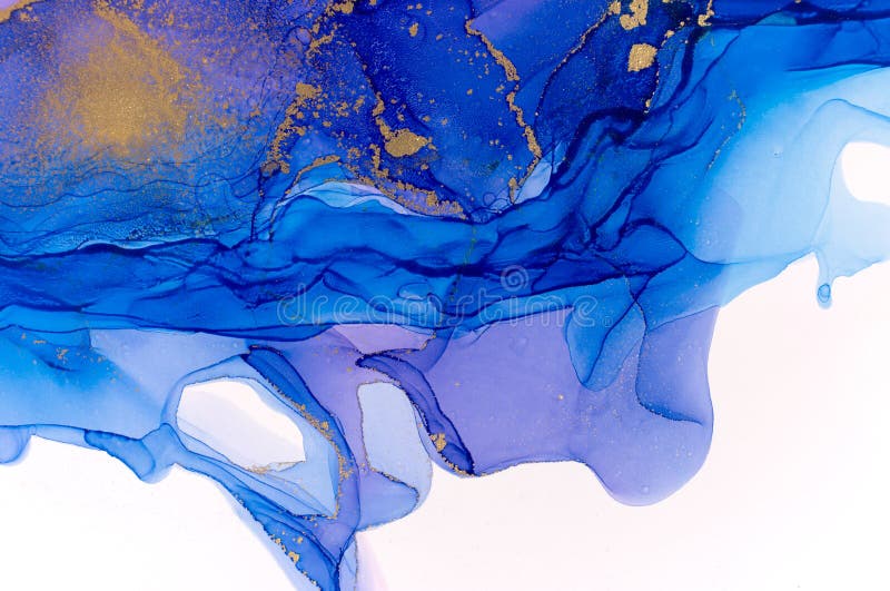 Blue Ink Flow Isolated on White Background. Artwork Template for ...