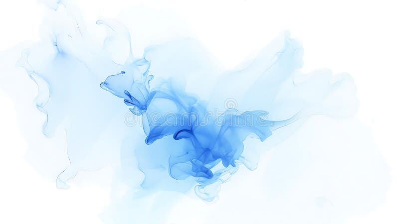 Blue Ink Spreading on White Background with Artistic Design Element ...