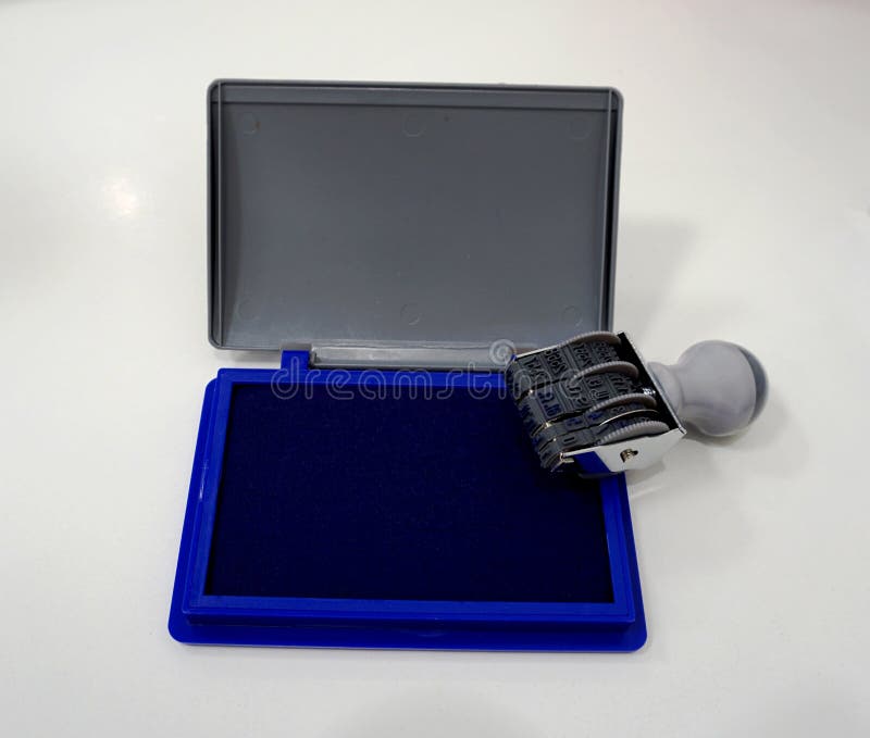 Blue Ink and Thai Date Stamper Stock Image - Image of handle, stamp ...