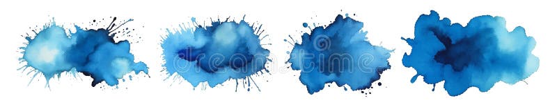 Blue Ink Watercolor Splash Paint Blob. Blue Ink Splatter Stain Abstract ...