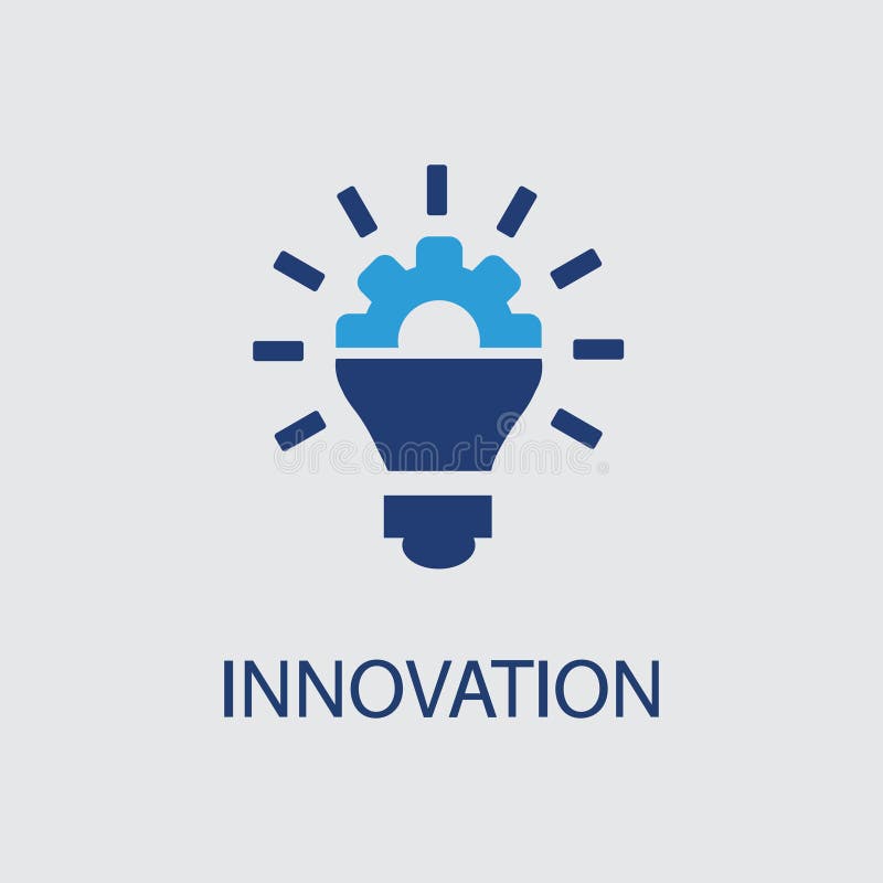 Blue Innovation Bulb Icon Illustration Isolated on Grey Background ...