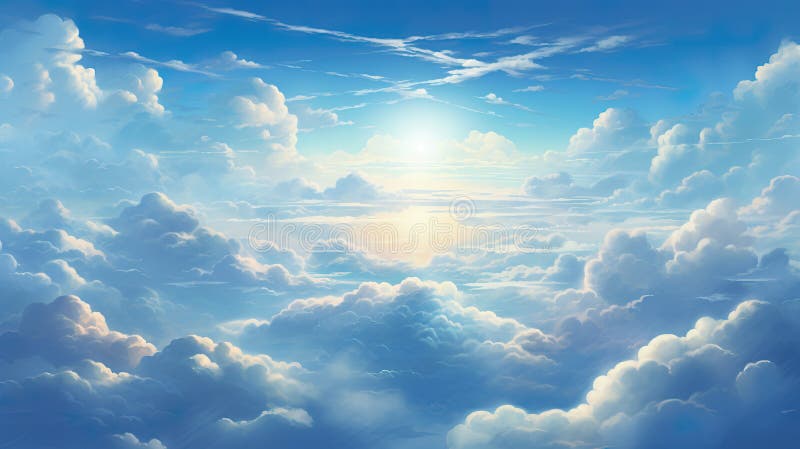 Blue Inspired Clouds Wallpaper Artwork Stock Illustration ...