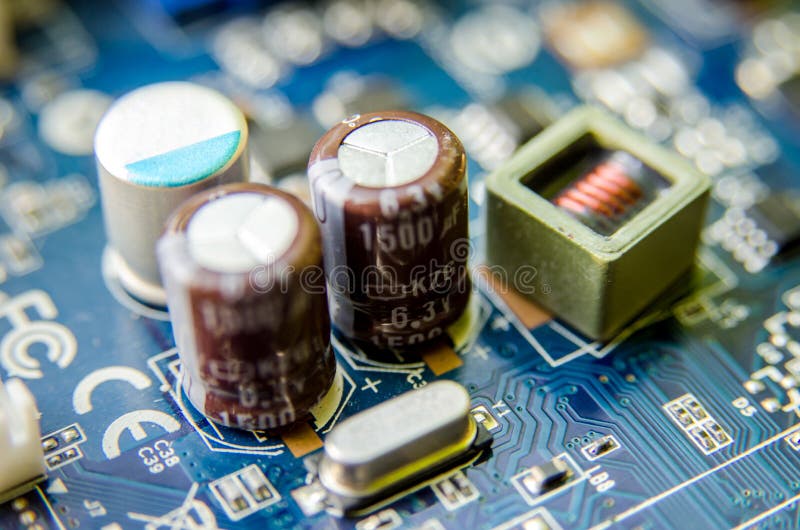 Blue Integrated Circuit. Computer Stock Image - Image of conductor ...