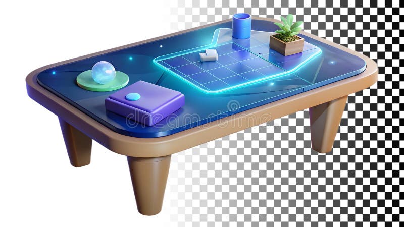 Blue Interactive Table with Screen Modern Furniture and Technology ...